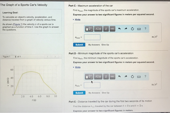 Solved The Graph of a Sports Cars Velocity Part C-Maximum | Chegg.com