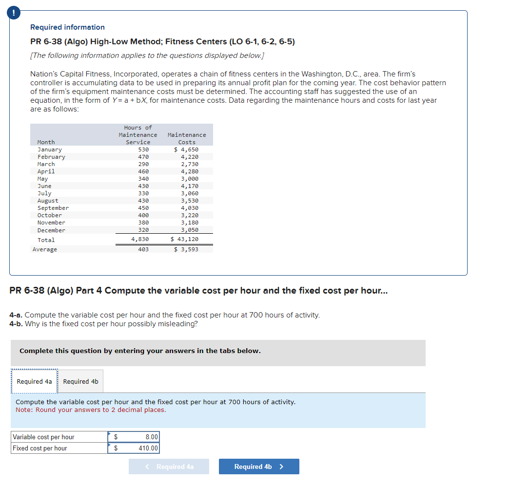 Solved Required informationPR 6-38 (Algo) ﻿High-Low Method; | Chegg.com