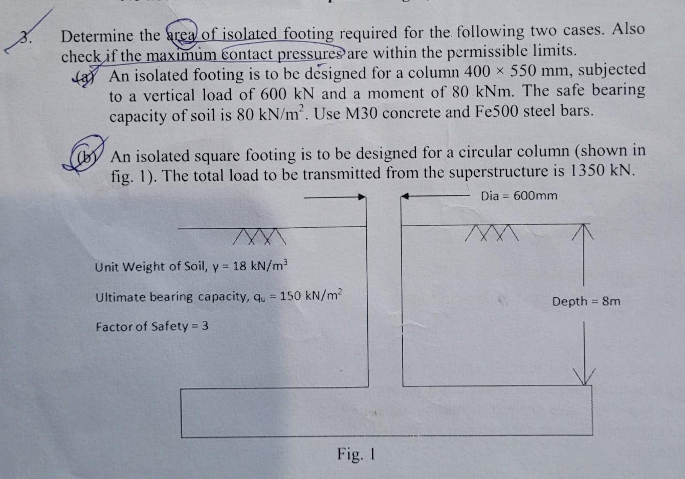 Solved Determine the area of isolated footing required for | Chegg.com