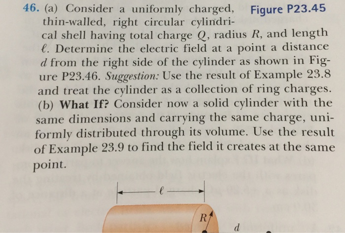 Solved (a) Consider a uniformly charged, thin-walled, right | Chegg.com
