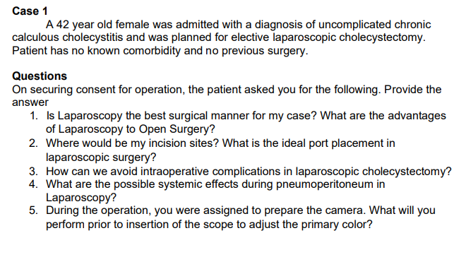 Solved Case 1 A 42 year old female was admitted with a | Chegg.com
