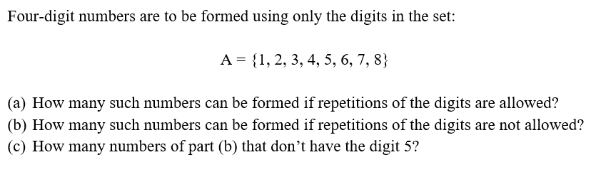 Solved Four-digit numbers are to be formed using only the | Chegg.com