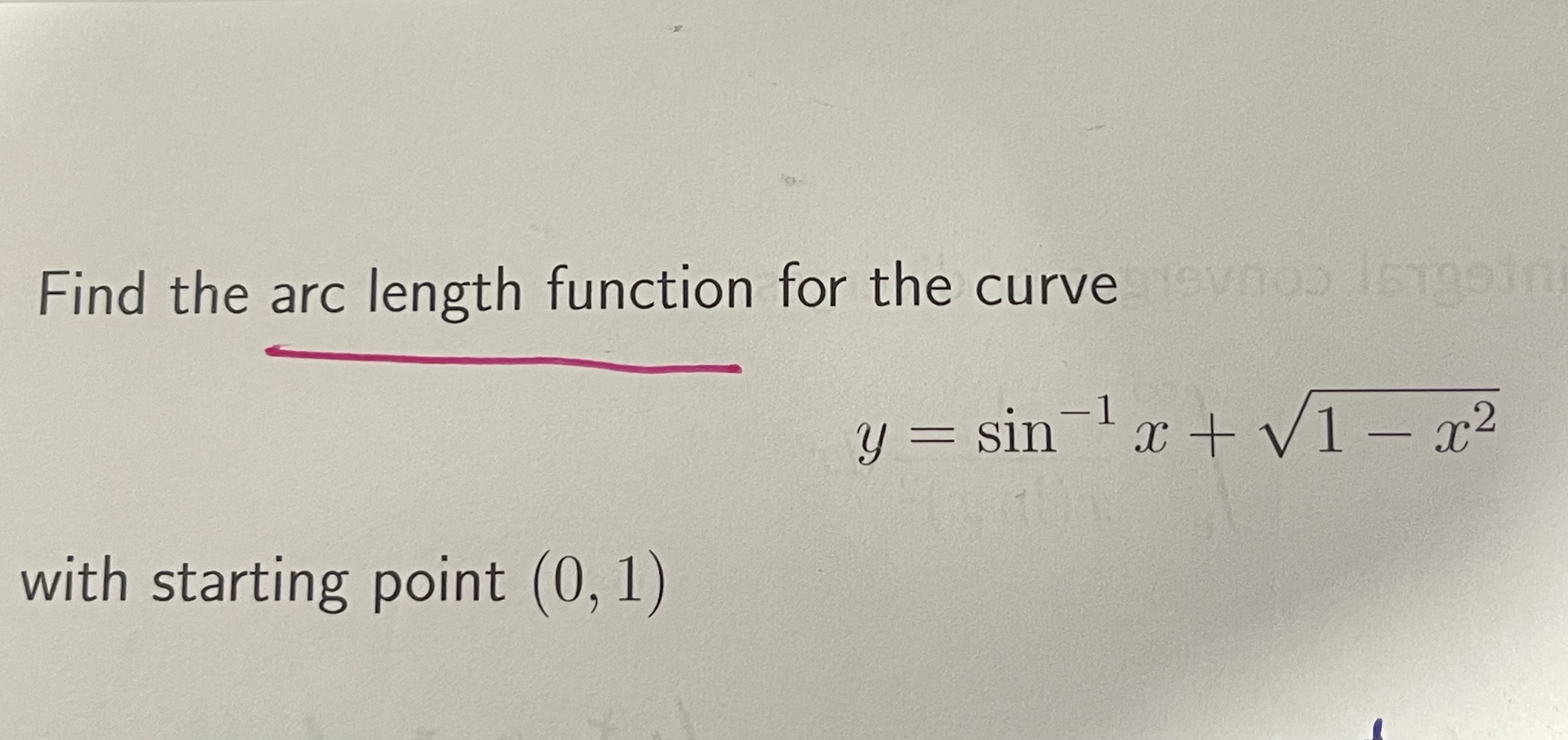 Solved Find the arc length function for the curve | Chegg.com