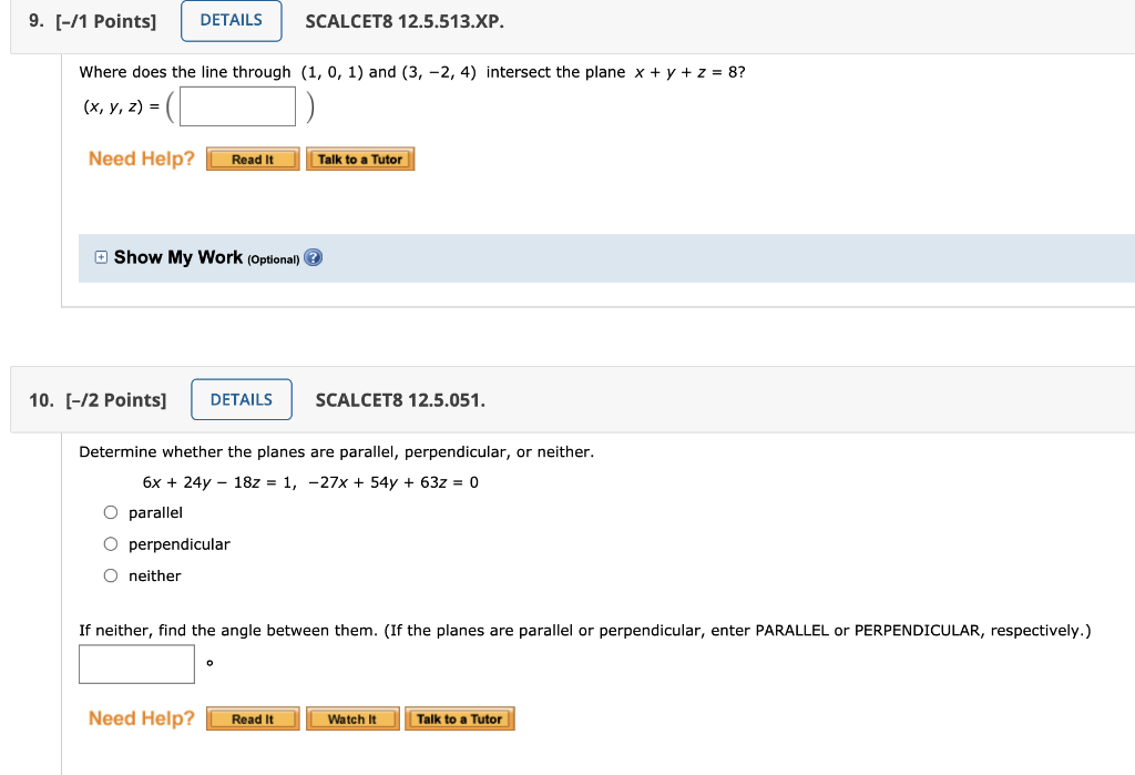 Solved 9. [-/1 Points) DETAILS SCALCET8 12.5.513.XP. Where | Chegg.com