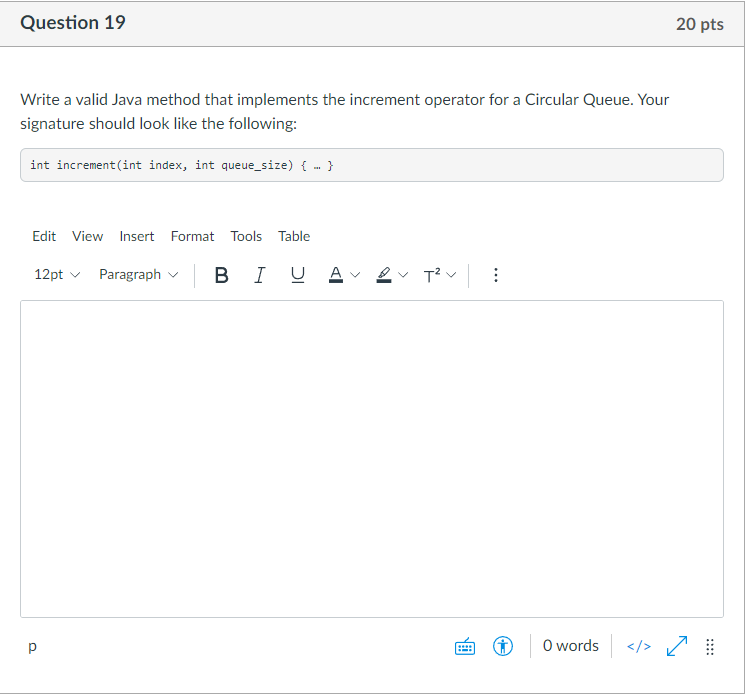 Solved Question 19 20 pts Write a valid Java method that | Chegg.com