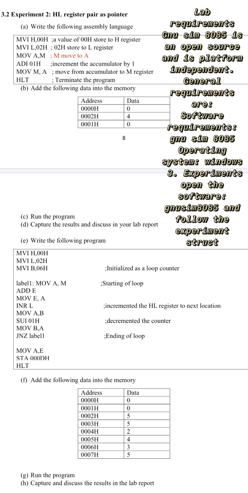 Solved 3.2 Experiment 2: HL register pair as pointer (a) | Chegg.com