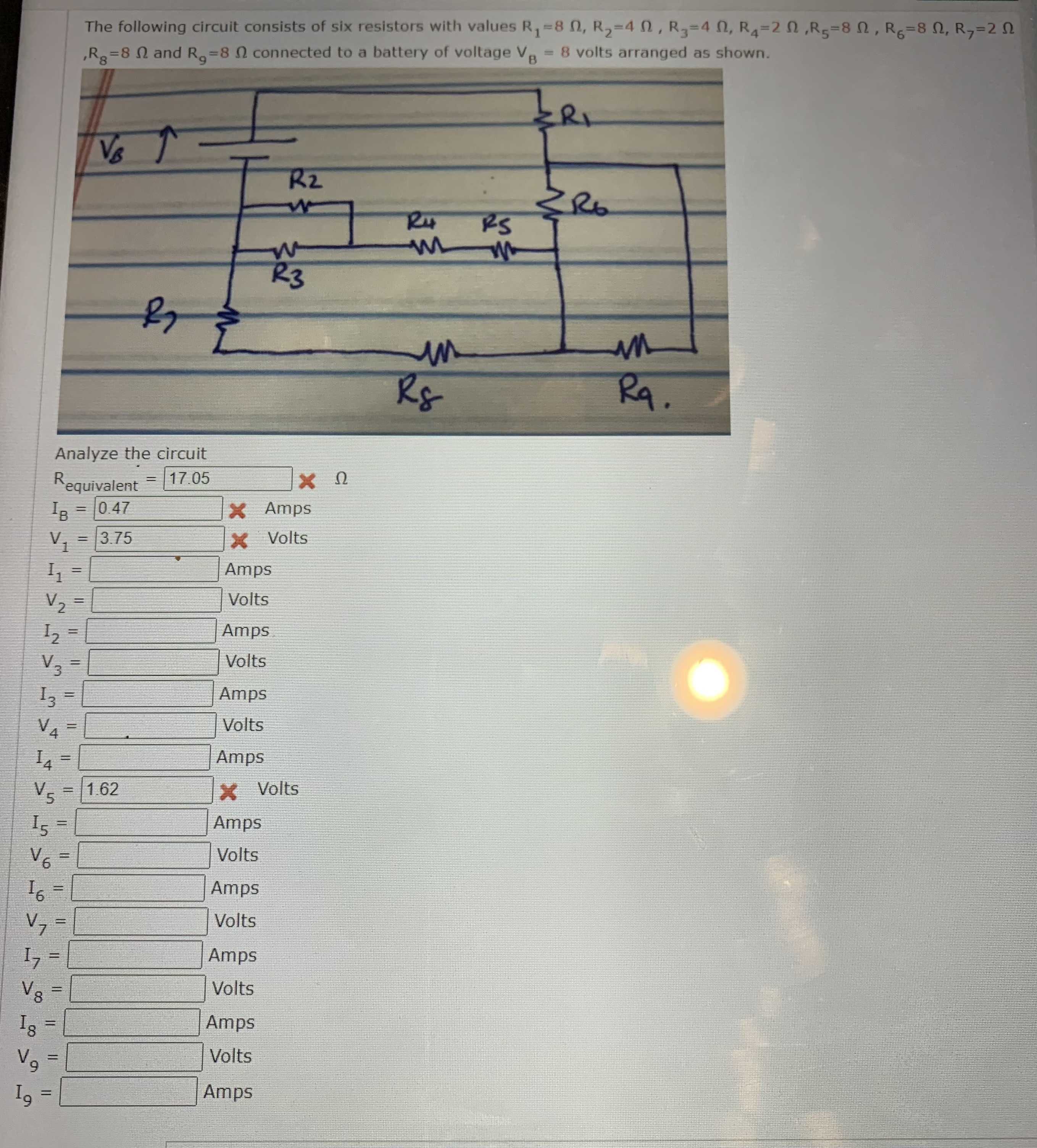Solved The following circuit consists of six resistors with | Chegg.com