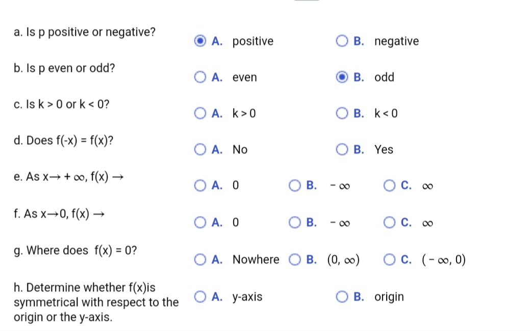 Solved Consider the graph of f(x) = kx^p ,where p is an | Chegg.com