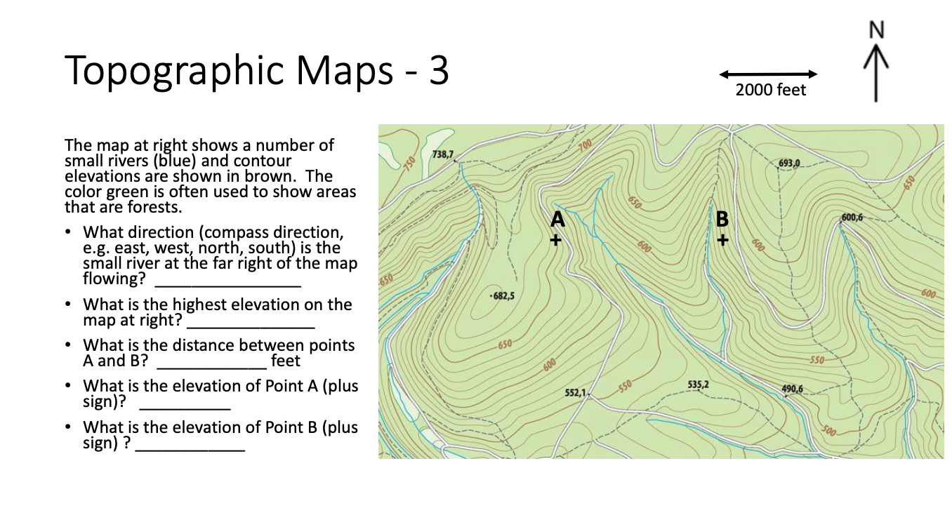Solved Topographic Maps - 3The map at right shows a number | Chegg.com