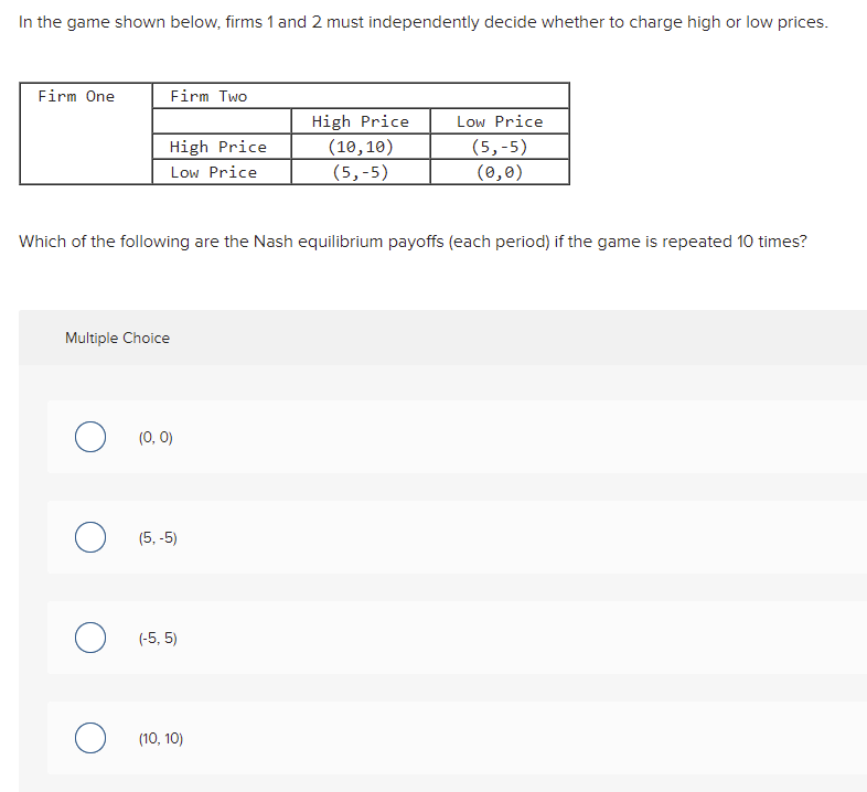 Solved In the game shown below, firms 1 and 2 must | Chegg.com