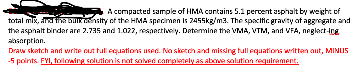 Solved A compacted sample of HMA contains 5.1 percent | Chegg.com