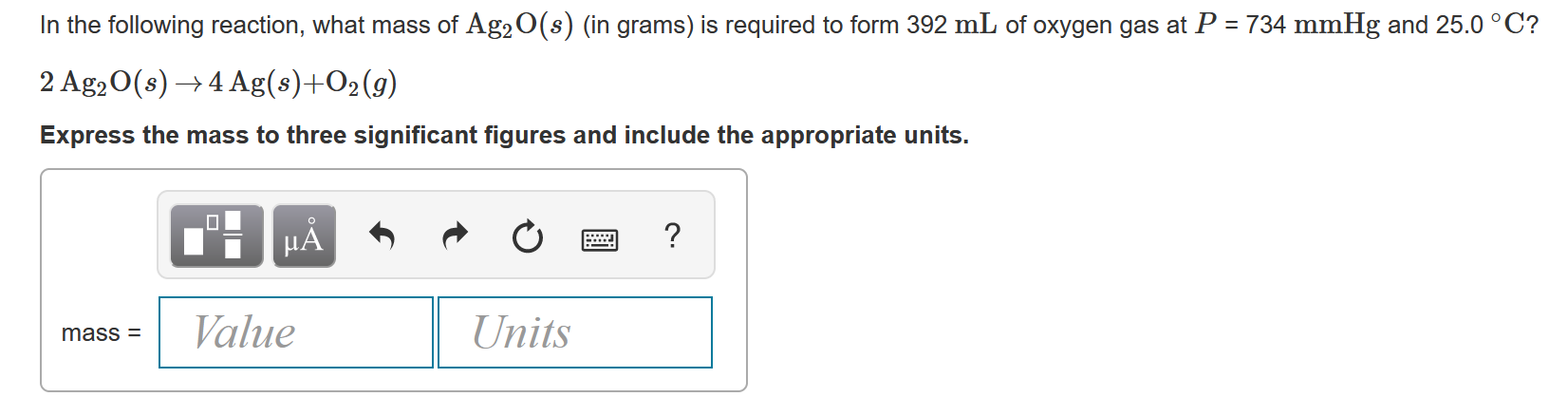 Solved In the following reaction, what mass of Ag2O(s) (in | Chegg.com