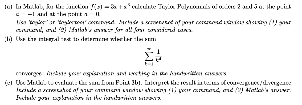 Solved (a) In Matlab, for the function f(x)=3x+x3 calculate | Chegg.com