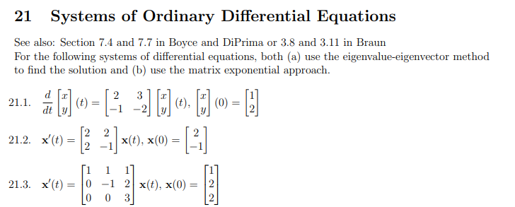 Solved 21 Systems of Ordinary Differential Equations See | Chegg.com