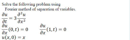 Solved Solve the following problem using Fourier method of | Chegg.com