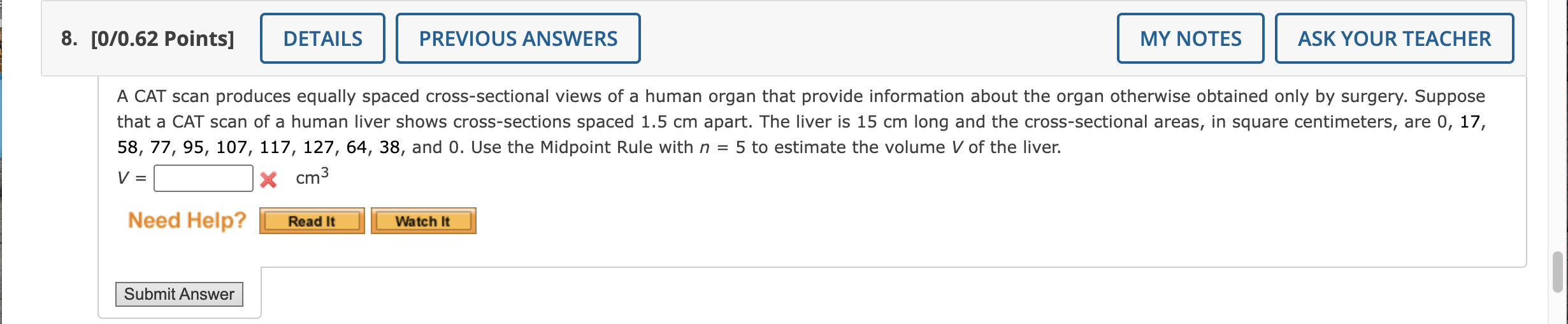 Solved A CAT scan produces equally spaced cross-sectional | Chegg.com