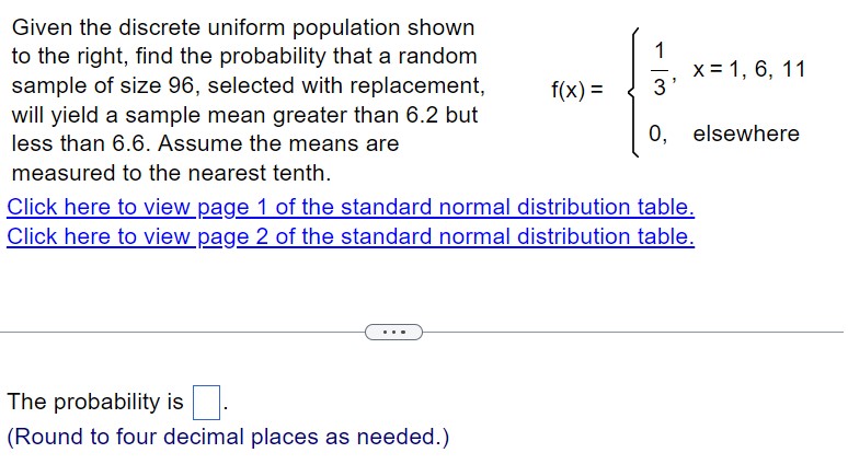 Solved Given the discrete uniform population shown to the | Chegg.com