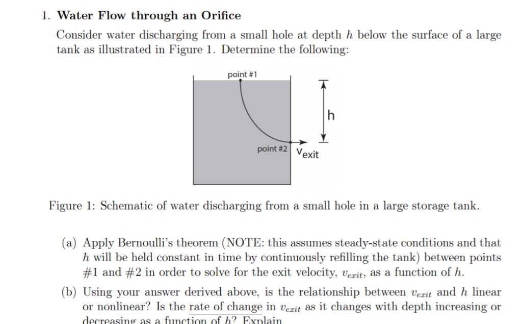 Solved Water Flow through an Orifice Consider water | Chegg.com