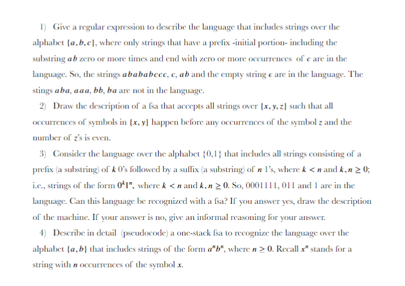 Solved 1 Give A Regular Expression To Describe The Language 6189