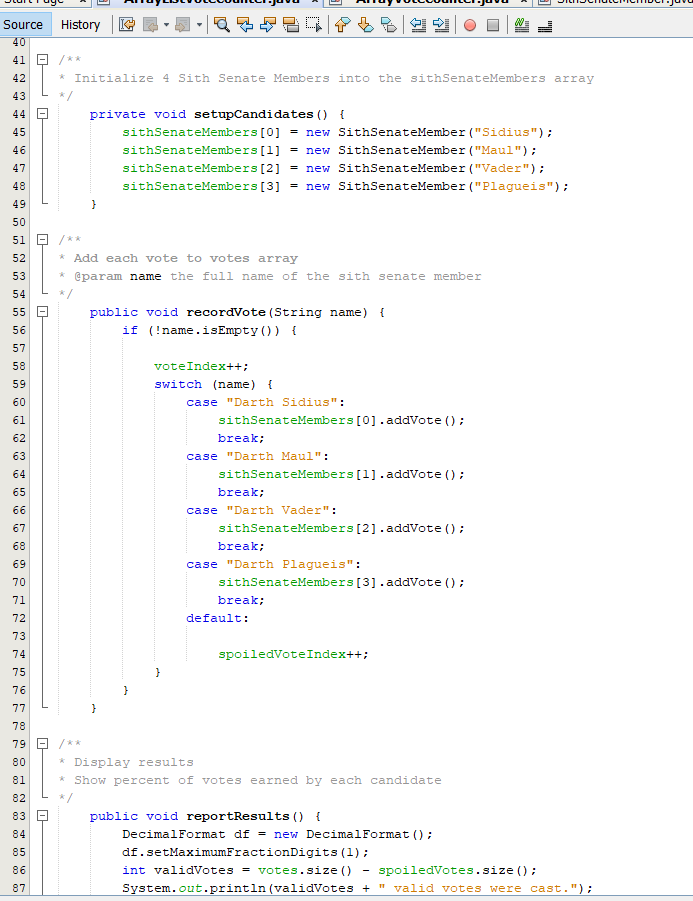 I only need help on ArrayListVoteCounterTest.java on | Chegg.com