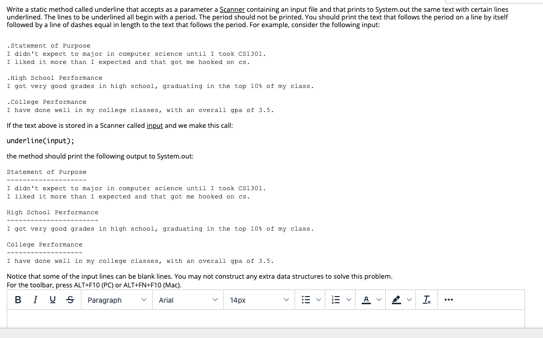Solved Write a static method called underline that accepts | Chegg.com