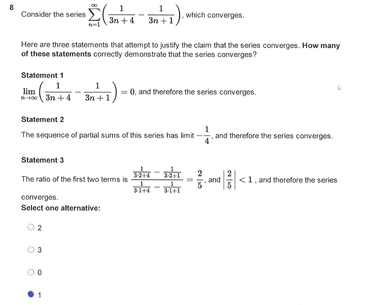 Solved Consider the series ∑n=1∞(3n+41−3n+11), which | Chegg.com