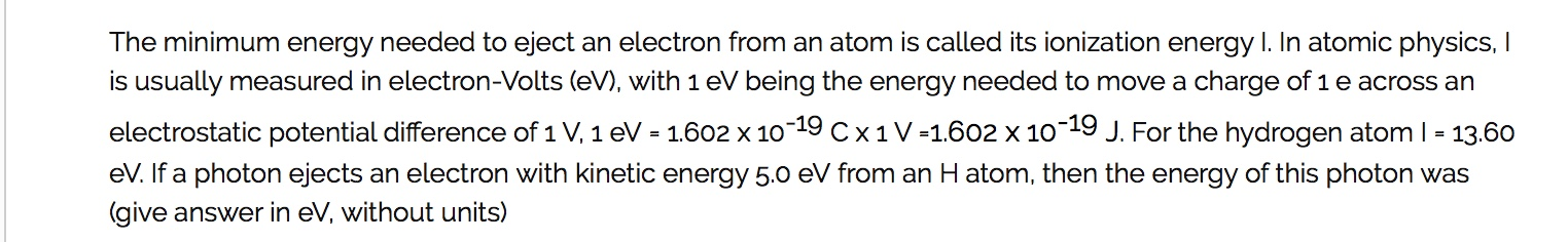 Solved The Minimum Energy Needed To Eject An Electron From