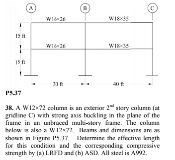 Solved A B W16x26 W18x35 1 15 ft W16x26 W18x35 1 15 At 30 ft | Chegg.com
