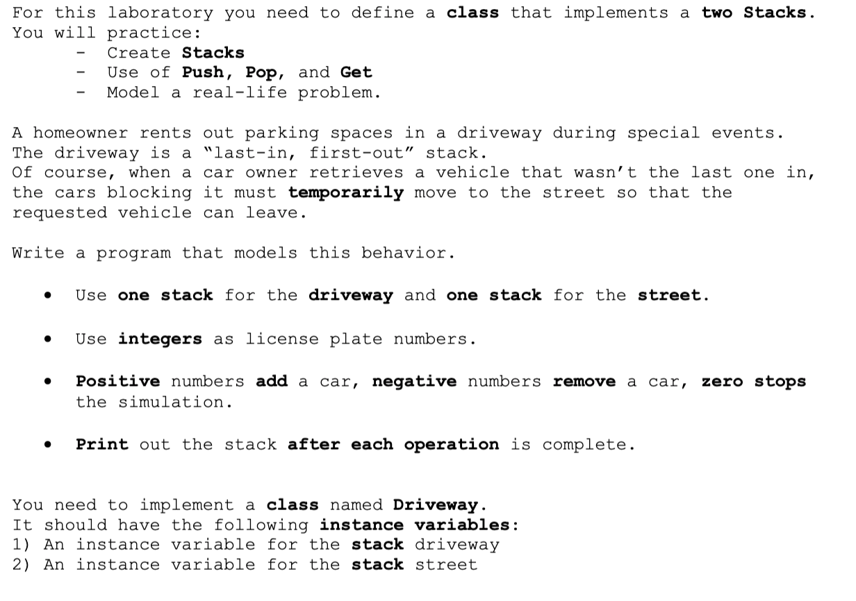For this laboratory you need to define a class that | Chegg.com