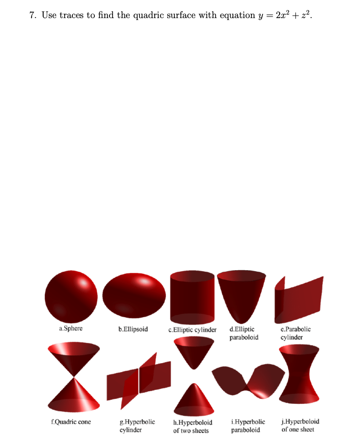 Solved 7. Use traces to find the quadric surface with | Chegg.com