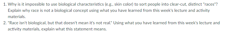 Solved 1. Why is it impossible to use biological | Chegg.com