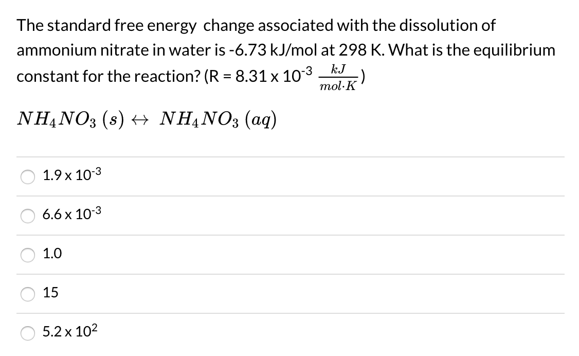Solved The standard free energy change associated with the | Chegg.com