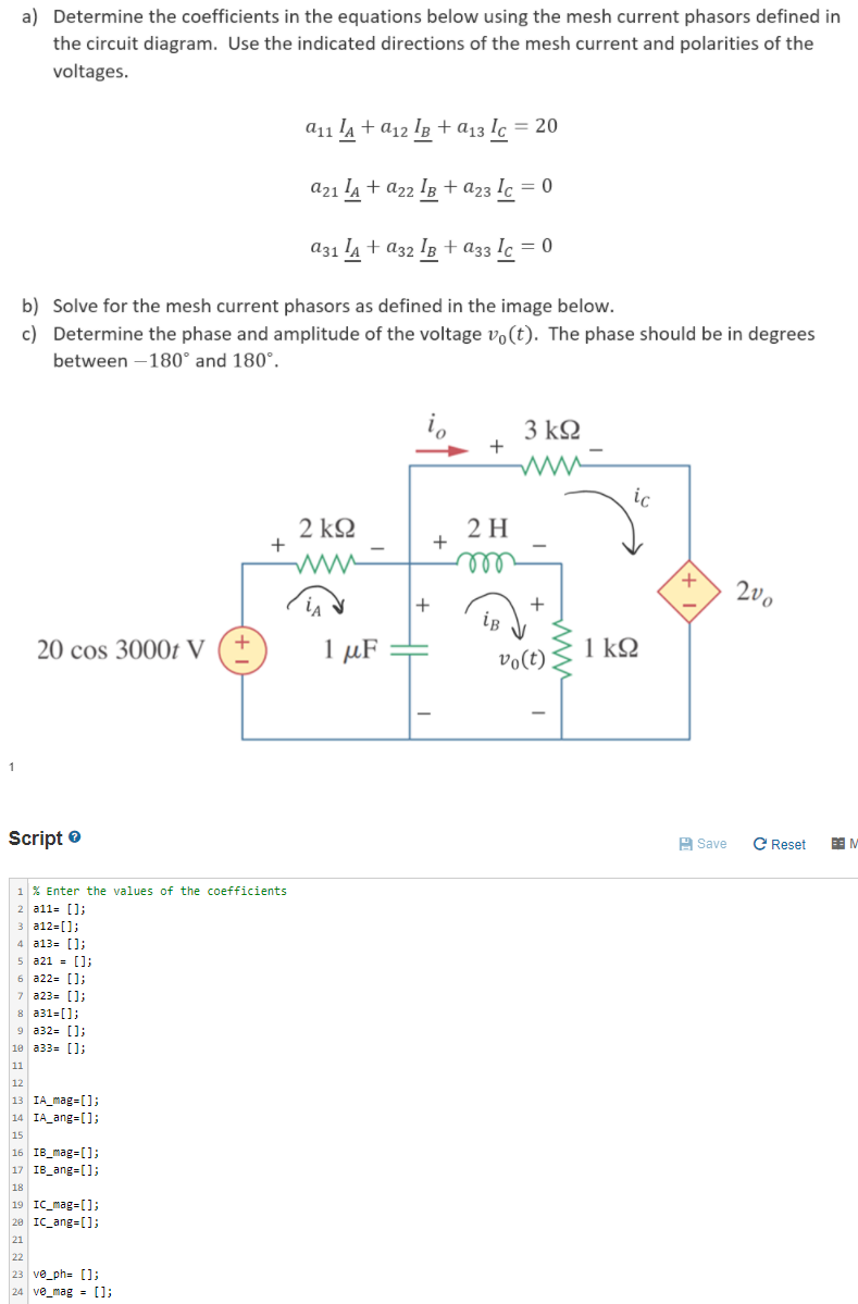 Solved a) Determine the coefficients in the equations below | Chegg.com