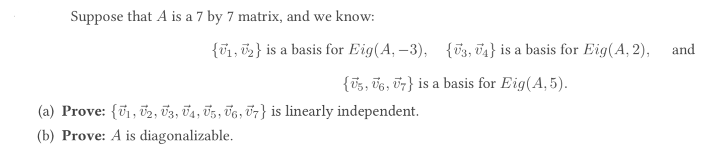 Solved Suppose that A is a 7 by 7 matrix, and we know: {ū1, | Chegg.com