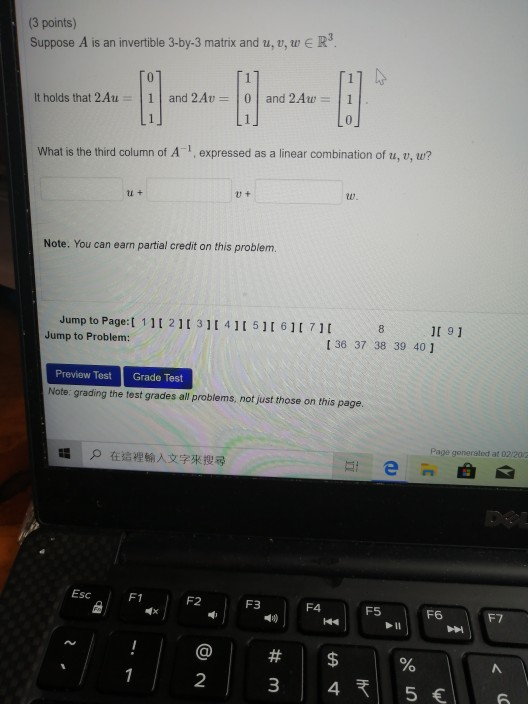 Solved (3 points) Suppose A is an invertible 3-by-3 matrix | Chegg.com