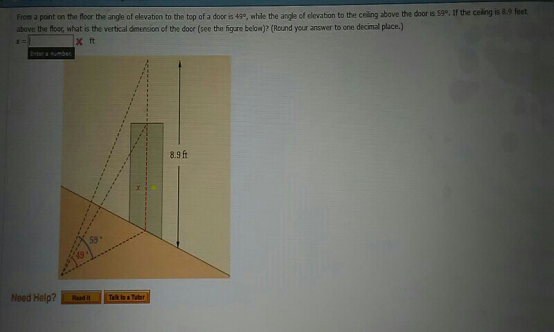 Solved From a point on the floor the angle of elevation to | Chegg.com