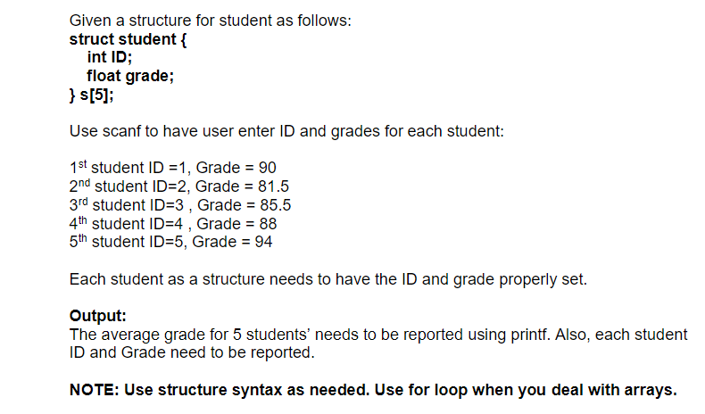 Solved 1st student ID =1, Grade =90 2nd student ID =2, | Chegg.com