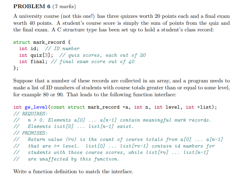 Solved PROBLEM 6 (7 marks) A university course (not this | Chegg.com