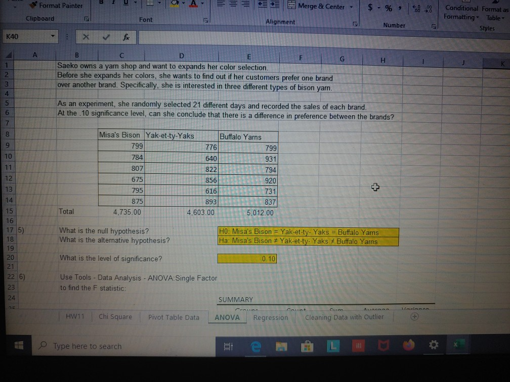 Solved f Format Painter Merge & Center Conditional Format as | Chegg.com