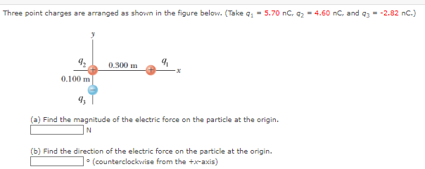 Solved Three point charges are arranged as shown in the | Chegg.com