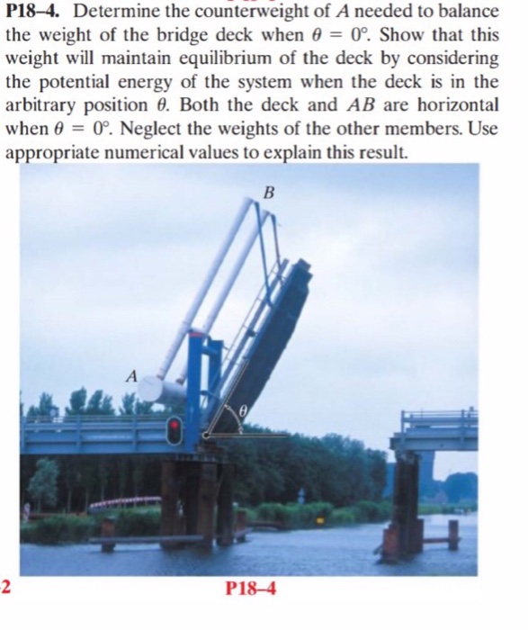 Solved P18-4. Determine the counterweight of A needed to | Chegg.com