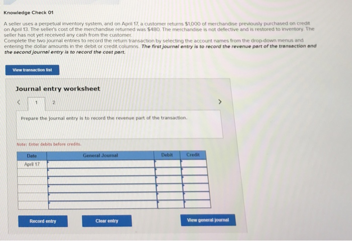 Solved Knowledge Check 01 A seller uses a perpetual | Chegg.com