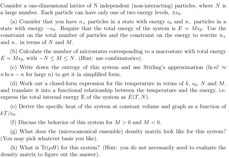 Solved Consider a one-dimensional lattice of N independent | Chegg.com