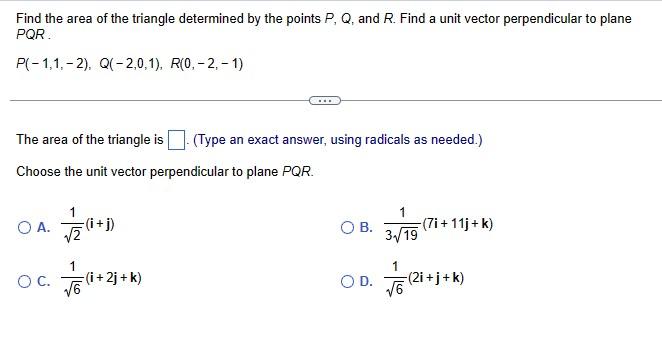 Solved Find the area of the triangle determined by the | Chegg.com