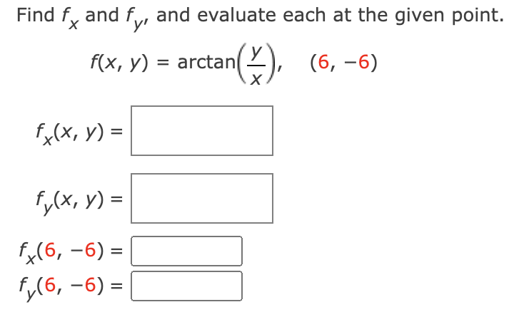 Solved Find fx and fy′ and evaluate each at the given point. | Chegg.com