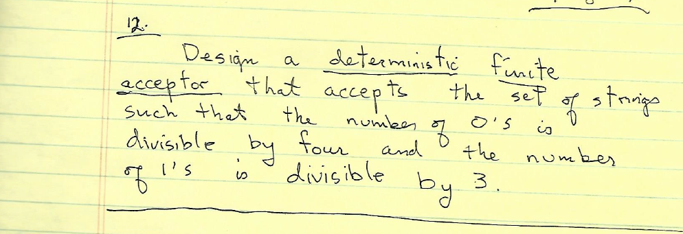 Solved 12 Design a deterministic finite acceptor that | Chegg.com