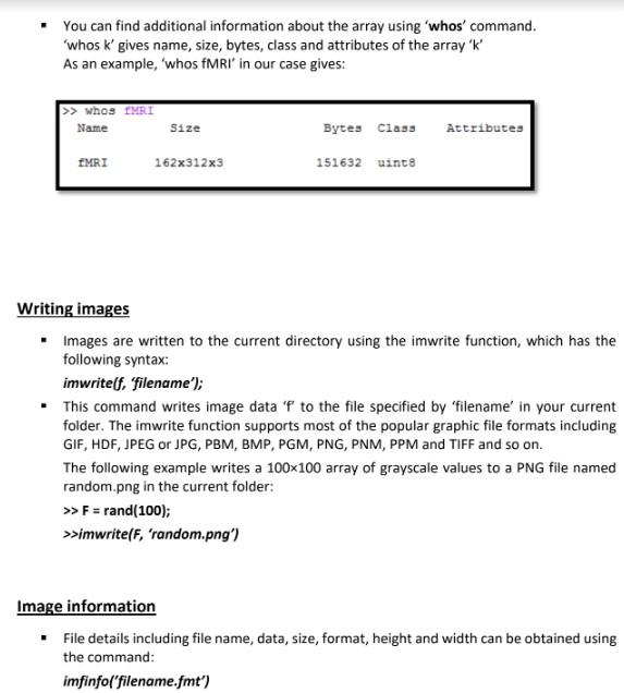 Solved Introduction to Medical Image processing in MATLAB | Chegg.com