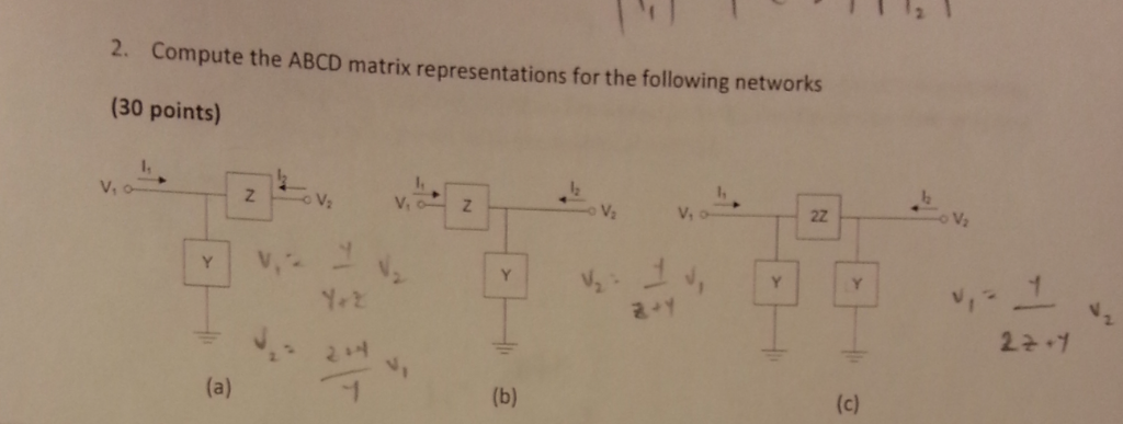 Solved Compute the ABCD matrix representations for the | Chegg.com