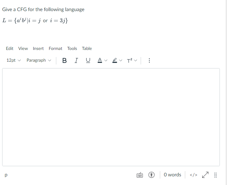 Solved Give a CFG for the following language L={aibj∣i=j or | Chegg.com