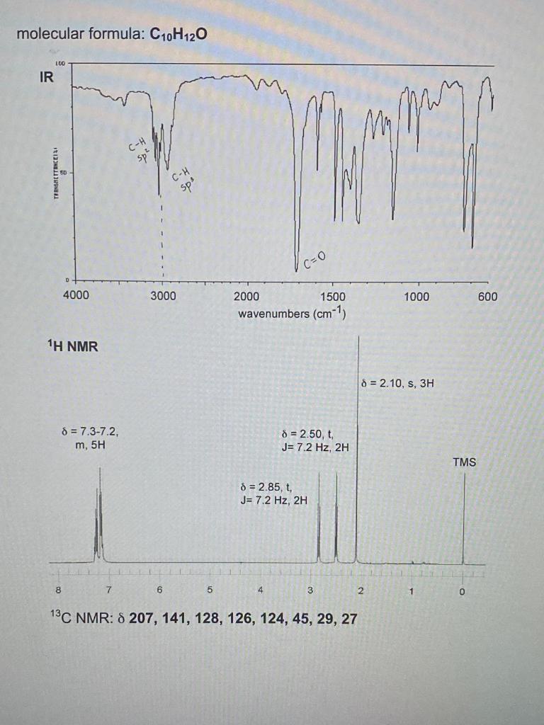 Solved molecular formula: C10H120 100 IR masson C-H sp? | Chegg.com